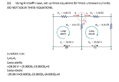 solved b ﻿using kirchoff s laws set up three equations