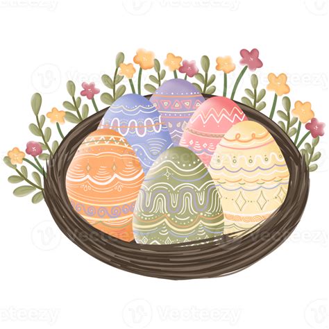 Colorful Easter Eggs With Bunny 36453251 Png