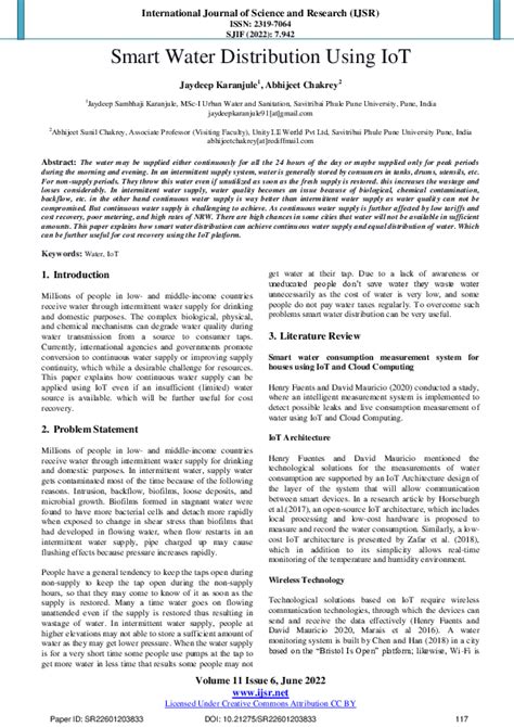 Pdf Smart Water Distribution Using Iot
