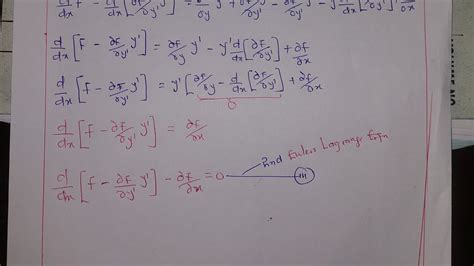Eulers Lagrange Equation Alternative Form Second Form Youtube