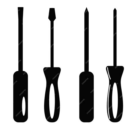 premium vector black silhouette of screwdriver detail and simple chisel icon