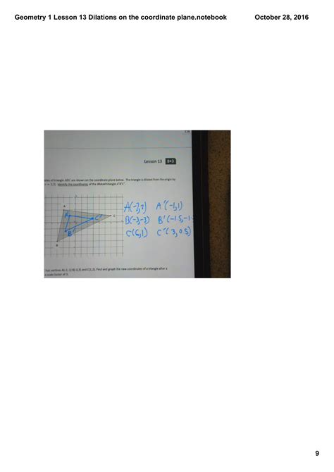 Geometry 1 Lesson 13 Dilations On The Coordinate Plane Pdf