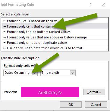 Using Conditional Formatting To Identify Date Based Patterns In Excel