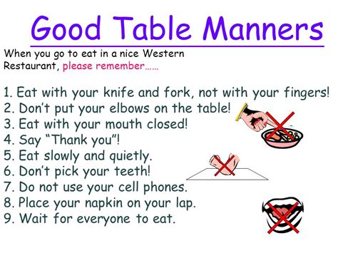 List Of Table Manners Cronoset