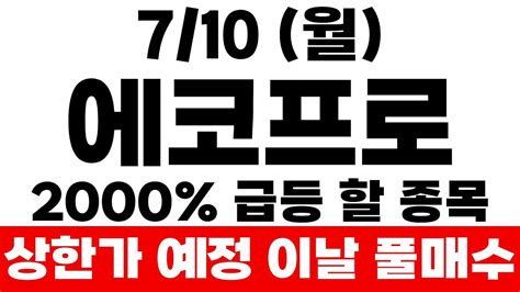 주식 에코프로 7월에 상한가 확실한 이 기업 비상금 다 털어서 몰빵하세요 정부 3조 투자 유치 성공한 진짜
