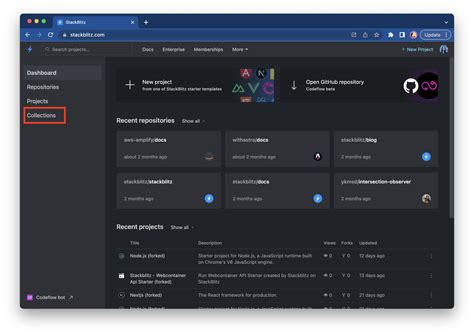 Collections Stackblitz Docs