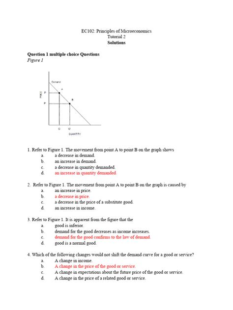 Ec102 Tutorial 2 Solutions Pdf Economic Surplus Economic Equilibrium