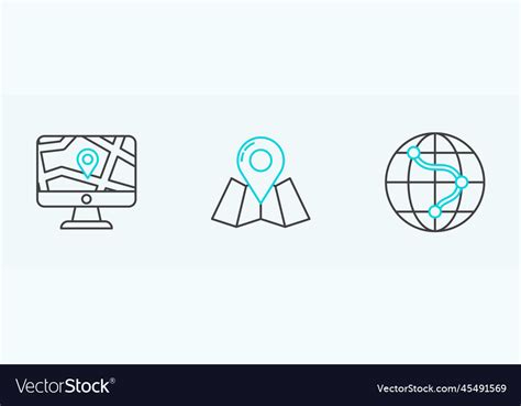 Set Line Monitor And Folded Map With Location Vector Image