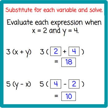 Evaluating Algebraic Expressions Lesson Digital TpT