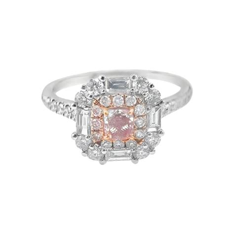 Agl Certified 18k White Gold 032 Ct Fancy Pink Diamond Ring For Sale