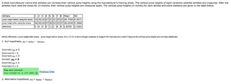 Solved 1 Null Hypothesis μd μinter−μhefore Incorrect