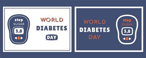 World Diabetes Day Concept Set Of Posters With Glucometer Blue