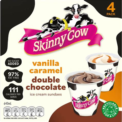 Skinny Cow Ice Cream Sundaes Chocolate Vanilla Caramel 4 Pack Woolworths