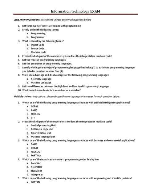 Information Technology Exam Pdf Computer Program Programming