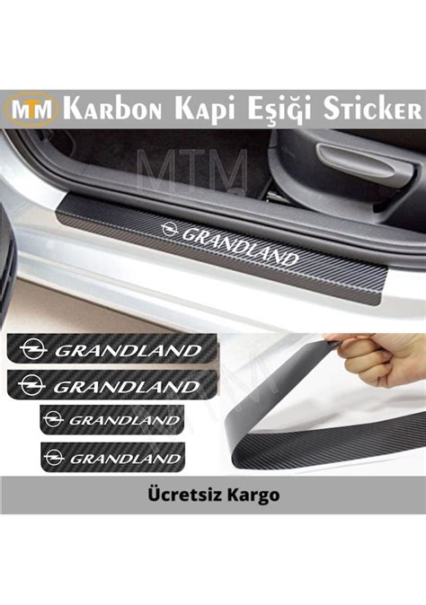 Opel Grandland Karbon Kapı Eşiği Sticker 4 Adet Sarı Genişlik 7cm
