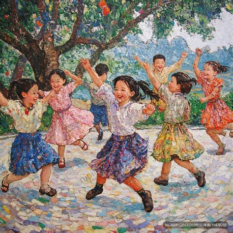 Ai创作图小区健身儿童油画 小朋友油画 小孩嬉闹图 秧歌题材油画 幼儿嬉戏图 童年趣事园中起舞 抢花炮装饰画 朝鲜民俗画 怀旧童年童年壁画 孩童玩耍画 工笔儿童嬉戏 跳皮筋场景 扭秧歌壁画