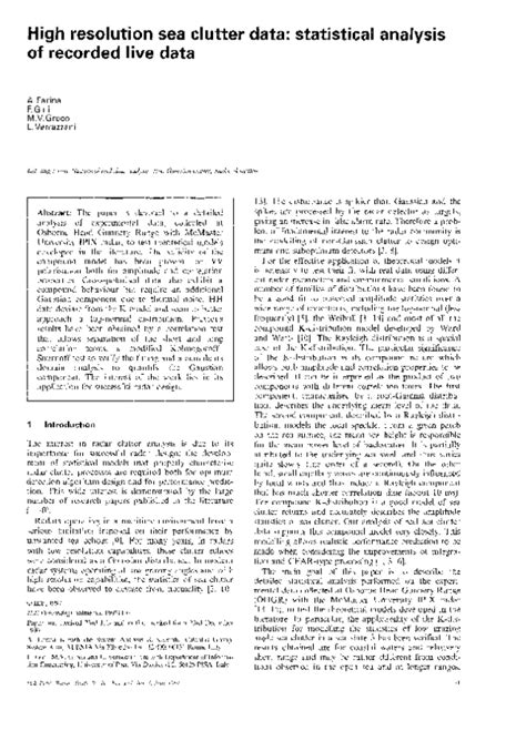 Pdf High Resolution Sea Clutter Data Statistical Analysis Of Recorded Live Data