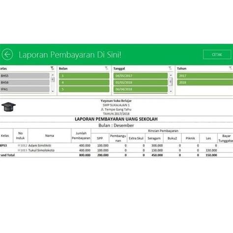 Jual Software Aplikasi Excel Program Keuangan Pembayaran SPP Sekolah Kursus Shopee Indonesia