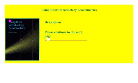 Using R For Introductory Econometrics Pdfbook