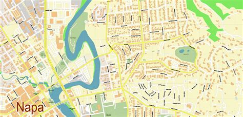 Napa Surrounding Areas California Usa High Detailed Vector Map