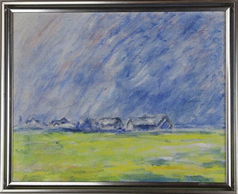 Lars Hallberg Olja På Duk Sommarhimmel Signerad 1983 Konst