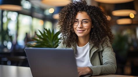 Portrait Of Happy And Successful Female Programmer Inside Office At Workplace Worker Smiling And