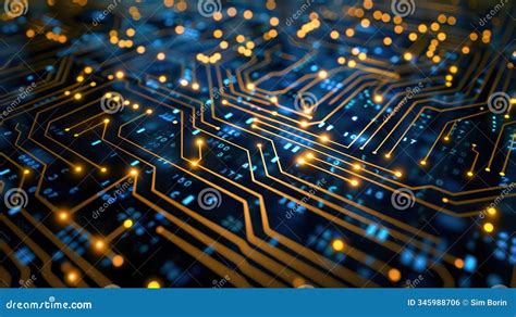 Abstract Ai Background With Binary Code And Circuit Stock Illustration