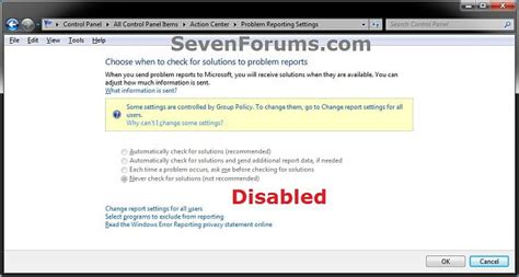 Windows Error Reporting Disable In Windows Windows 7 Forums