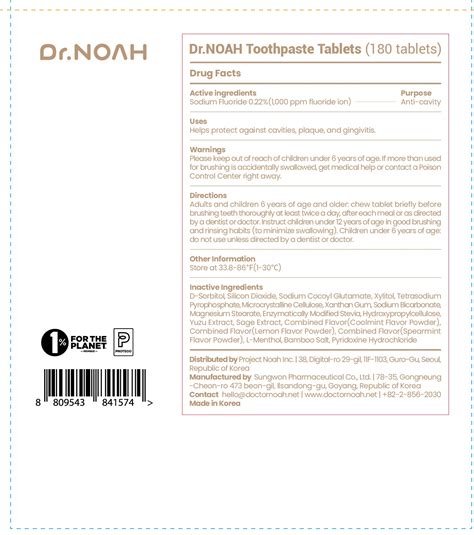 Dailymed Drnoah Toothpaste Tablets Sodium Fluoride Paste Dentifrice