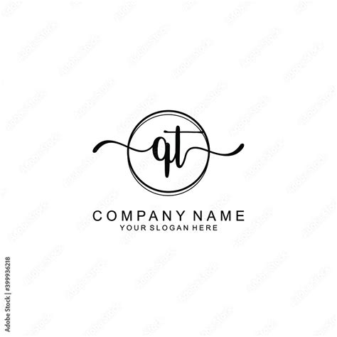Initial QT Handwriting Wedding Monogram Logo Design Modern Minimalistic And Floral Templates