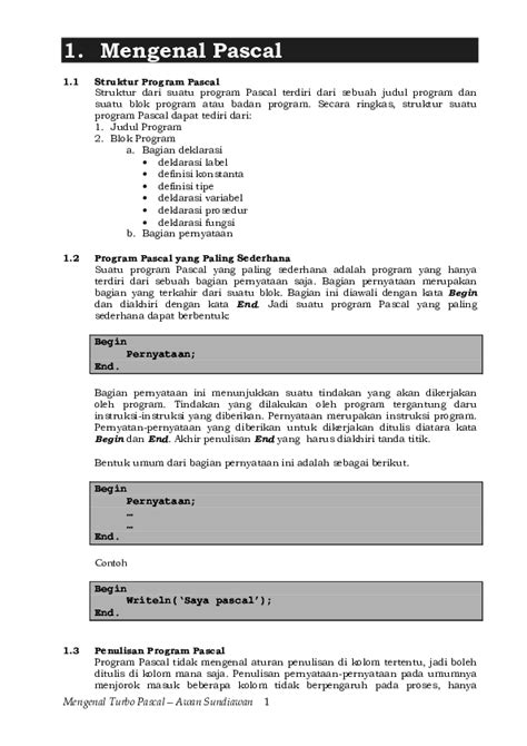Pdf Materi Dasar Pascal