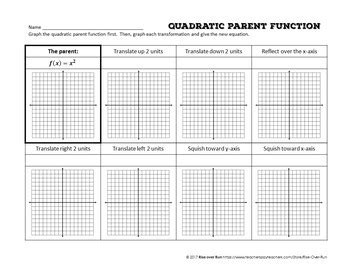 Quadratic Parent Function Transformations Freebie By Rise Over Run