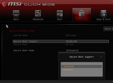 disabling secure boot on gf63 thin with no os msi global english forum