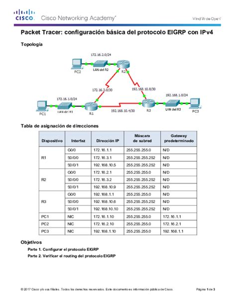 Pdf 224 Packet Tracer Configuring Basic Eigrp With Ipv4 Instructions