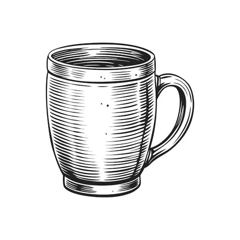 Premium Vector Mug Glass Vector Engraving Hand Drawn Illustration
