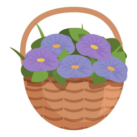 Violet Flower Basket Icon Cartoon Vector Design Garden Plant Stock Vector Illustration Of
