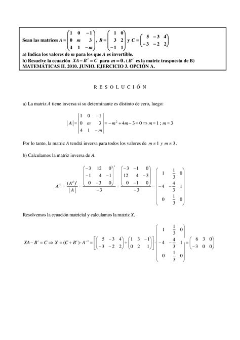 Ejercicios Matrices Resueltos Exercises Of Mathematics Docsity