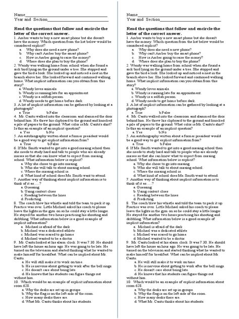 Activity For Explicit And Implicit Pdf