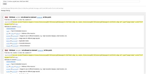 html validation attribute width not allowed on element source at this