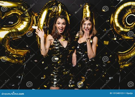 Beautiful Women Celebrating New Year Happy Gorgeous Girls In Stylish