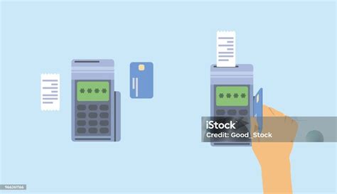 터미널 서비스에서 신용 카드로 지불 합니다 고객의 손 및 고객 영수증에 카드 Pos 기계 평면 벡터 일러스트입니다 격리 개념에 대한 스톡 벡터 아트 및 기타 이미지 Istock