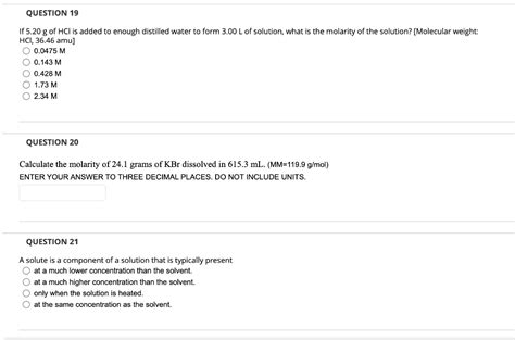 Solved If 5 20 G Of HCl Is Added To Enough Distilled Water Chegg Com