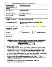 Manage Conflict SITXCOM Roleplay Word Document Docx SITXCOM MANAGE CONFLICT Assessment