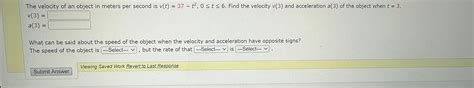 solved the velocity of an object in meters per second is