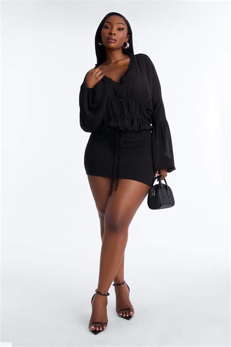 Let Them Stare Ruched Top Black Fashion Nova