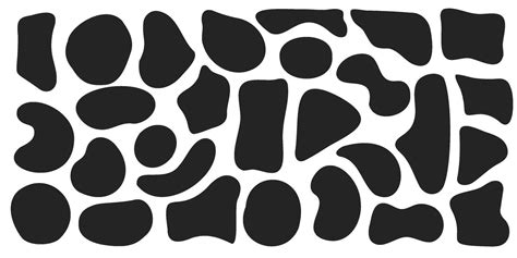 Set Of Organic Irregular Blob Shapes Black Random Deform Spot Fluid Circle Isolated On White