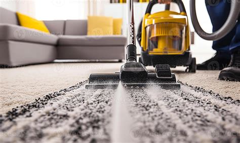 Ai Generated Close Up Of Someone Vacuuming The Carpet Showcasing The
