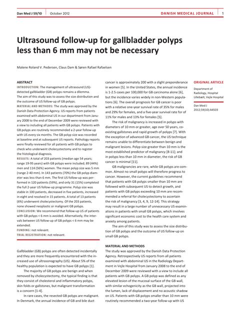Pdf Ultrasound Follow Up For Gallbladder Polyps Less Than 6 Mm May Not Be Necessary