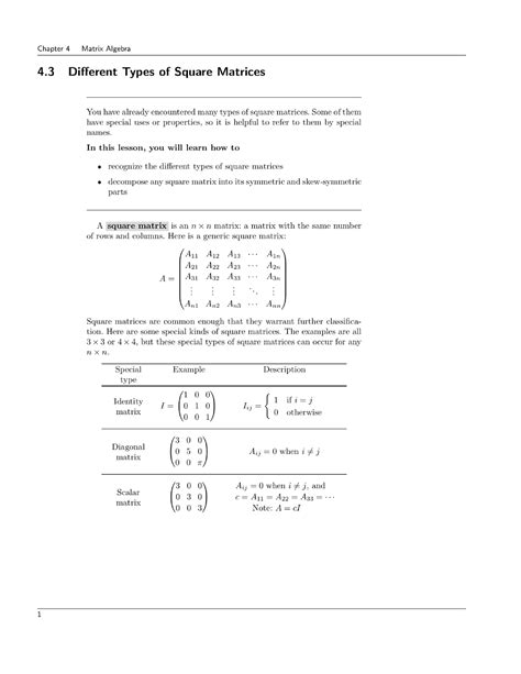 Blank Of 43 Different Types Of Square Matrices Def Square Matrix
