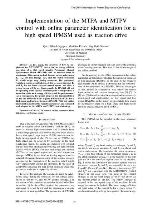Pdf Mtpa And Mtpv Control With Online Parameter Identification For Ipmsm